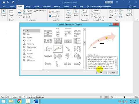How to insert upward arrow SmartArt in word
