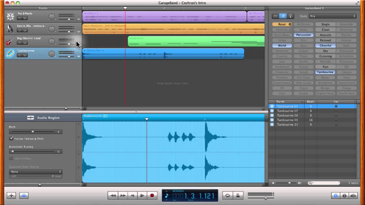 Adding a Loops Track in Garageband