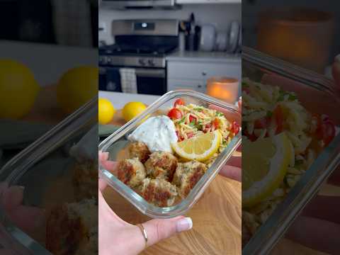 Greek turkey meatballs w/ orzo salad