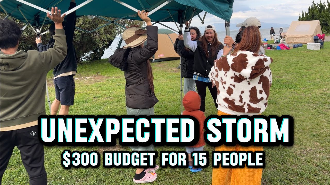  Living in japan | Unexpected Storm | Camping in Japan on a Budget 🇯🇵 | 15 People, $300 Only 