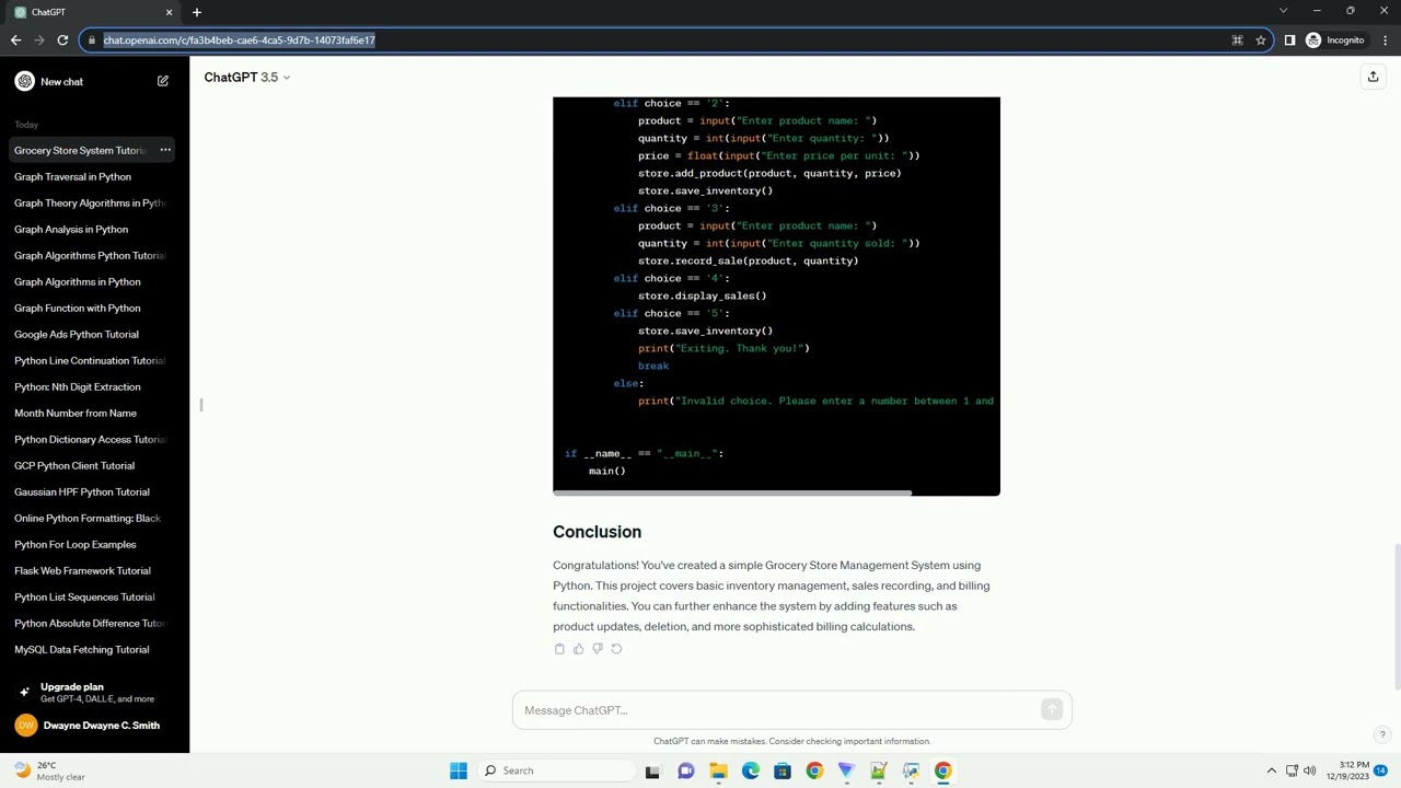grocery store management system project in python