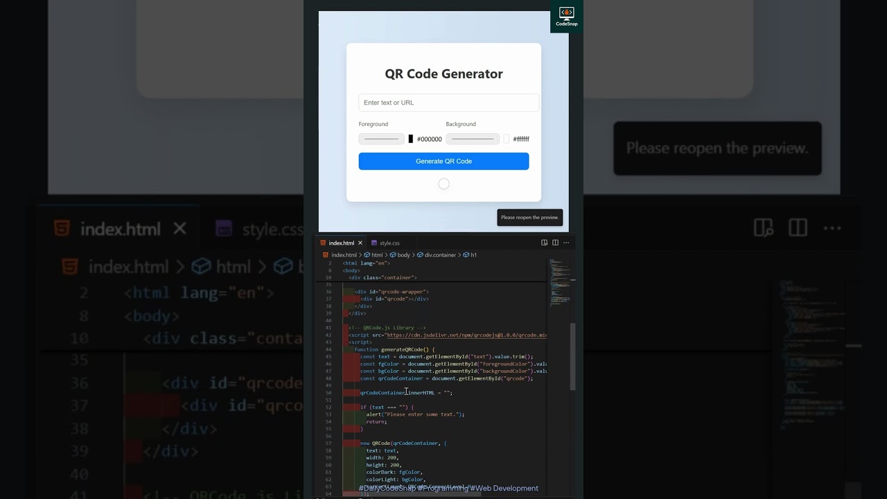 Create a Custom QR Code with HTML, CSS & JS in Seconds! 🔥 #shorts