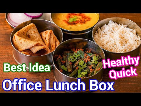 Everyday Indian Tiffin Box - Simple Indian Office Lunchbox | Easy Dal Palak Roti Rice Lunch