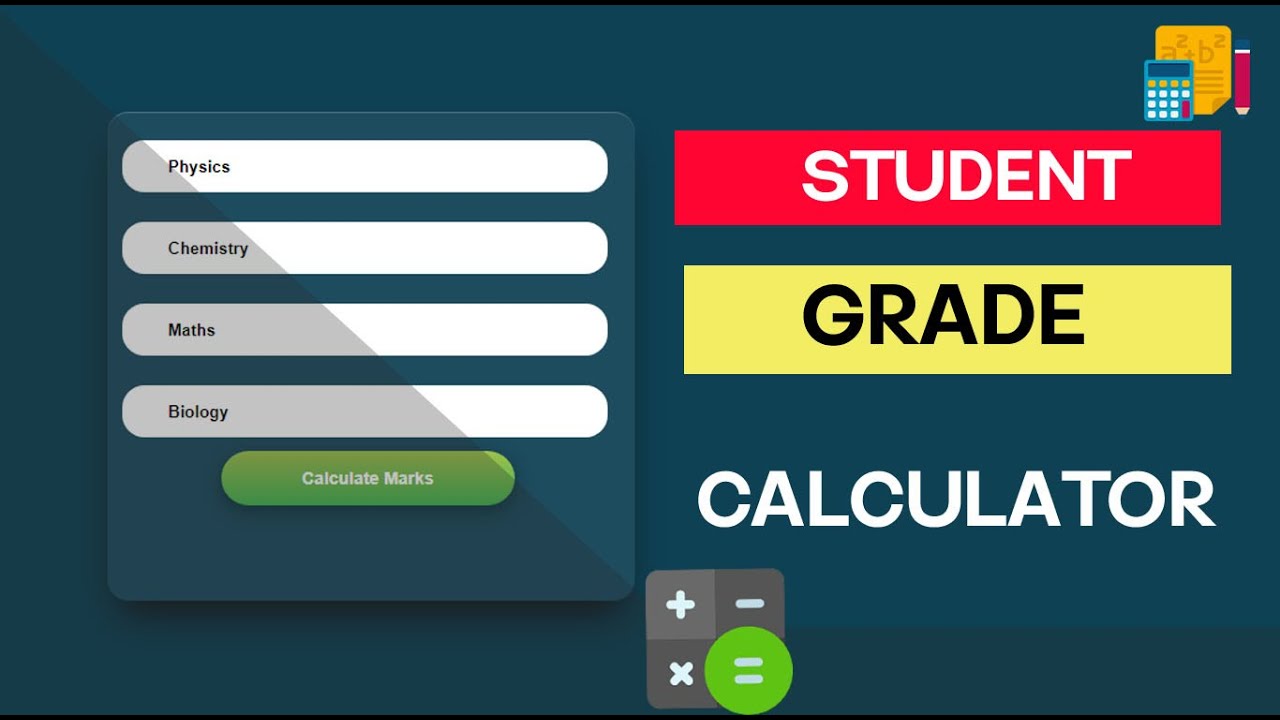 Student Grade Calculator Using HTM CSS and Javascript 🖩| (Grade Calculator in JavaScript)
