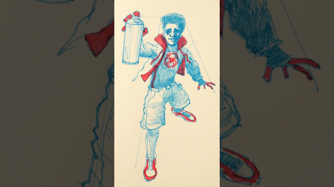 Day 30 Anime human anatomy study how to draw spider-man Miles Morales #art
