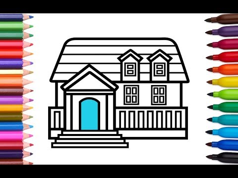How to color and Draw House Coloring Page for Kids | Learn How to Draw | Learn Colors for Kids
