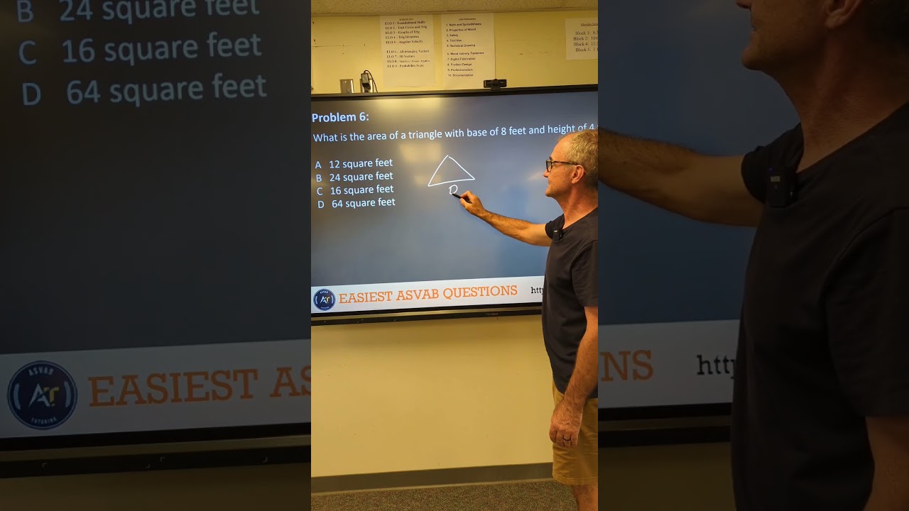 Easy ASVAB Math, Area Triangle #asvabmath  #mathproblems