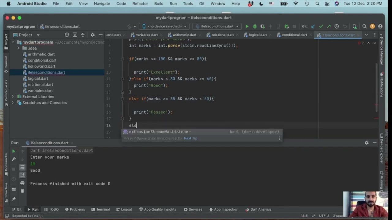 if-else-if ladder statements in Dart