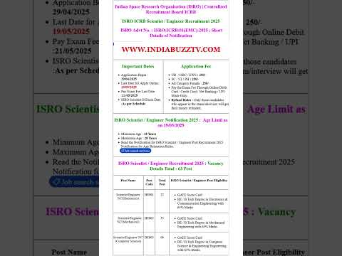 ISRO Scientist / Engineer Electronics, Mechanical and Computer Science Recruitment 2025 Apply Online