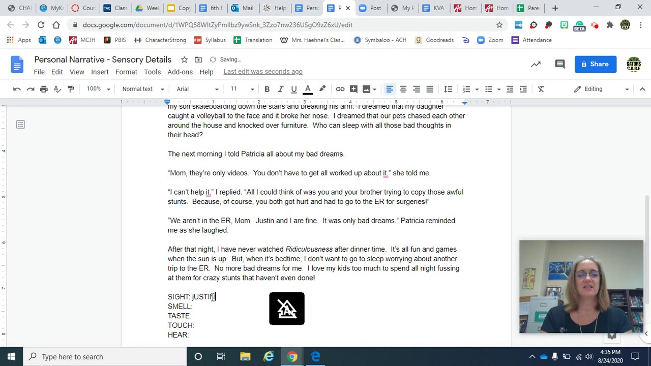 Personal Narrative - Setting with Sensory Details