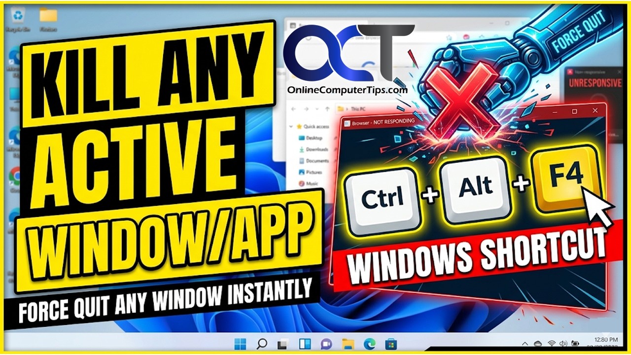 How to Force Kill Active Windows in Windows with Ctrl+Alt+F4