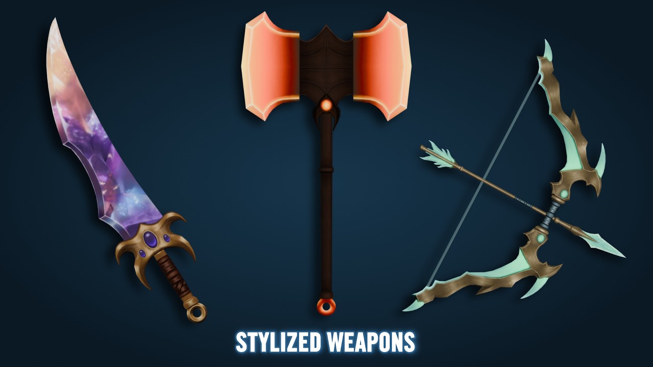 Hand-painted Fantasy Weapons: Cosmic, Ghost, Fire & Medieval