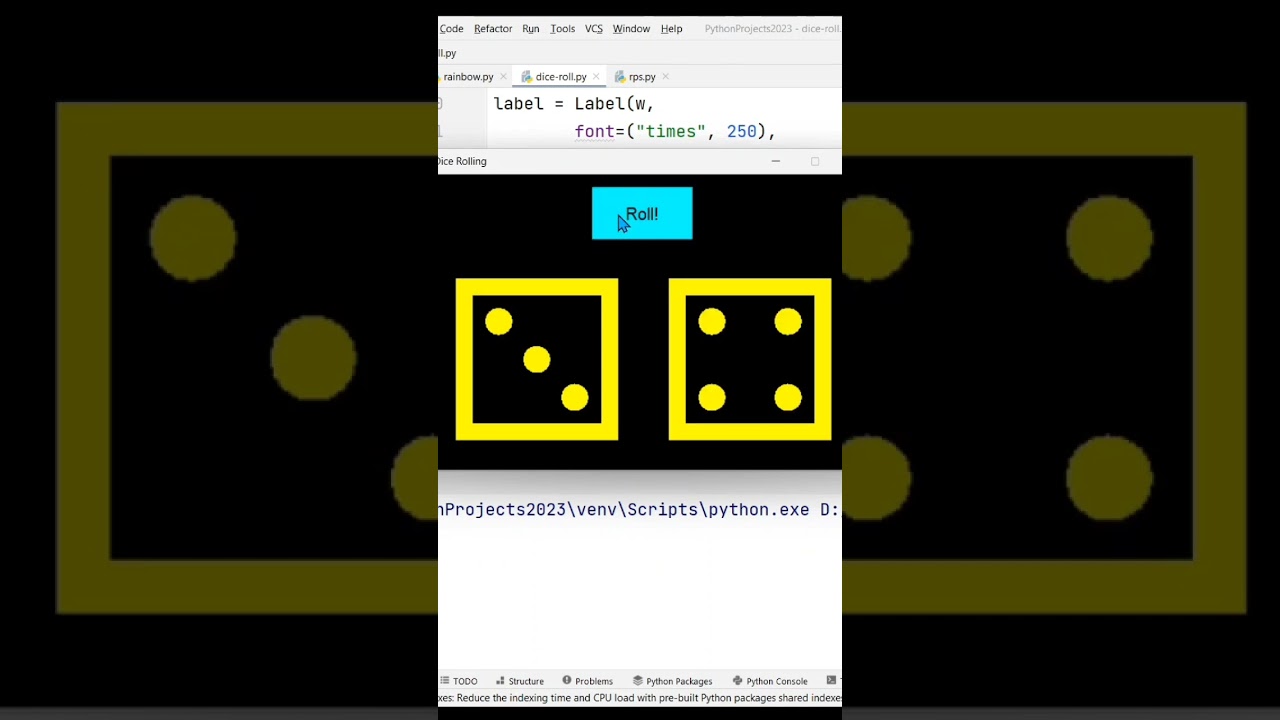 Roll A Dice Simulator Using Python #python #shorts