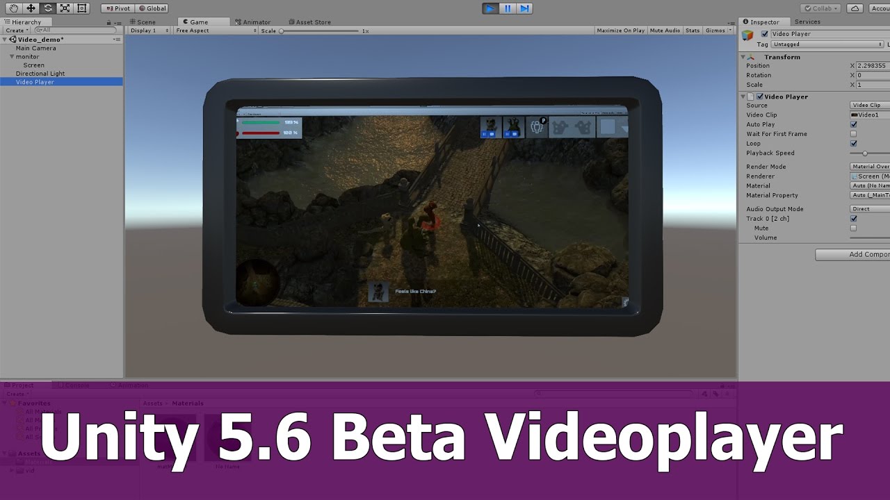 Unity 5.6. Videoplayer Tutorial