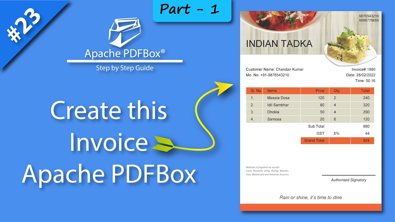 Apache PDFBox Invoice Tutorial, Pdfbox Invoice Example, Apache Pdfbox Invoice Example