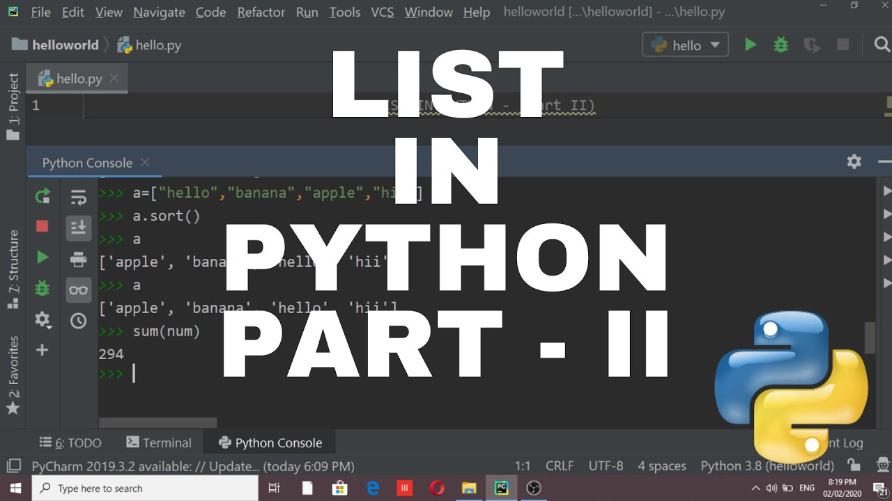 List in Python part-2 | Append | Sort | Remove | Count | Sum | Reverse