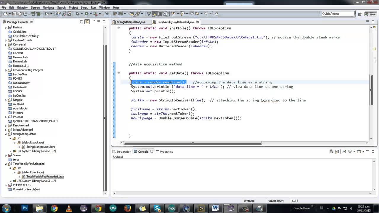 StringTokenizer and Import Text Files