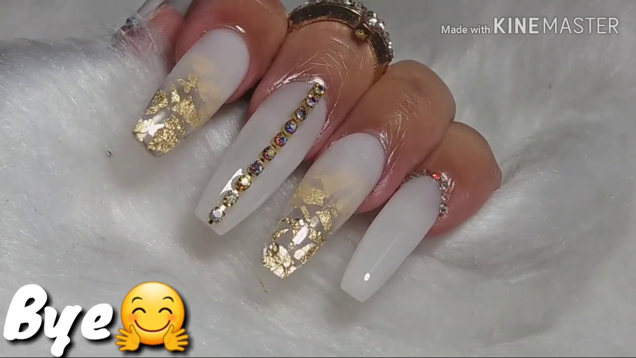 Beautifull White & Gold Nails💖 #nails #nails2019 #acrylicnails