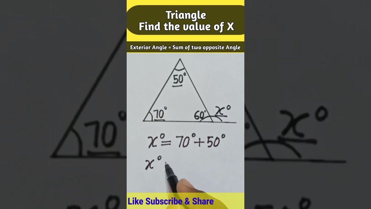 Triangle || Find the value of X (Angle) || @Sky Struggle Education #short