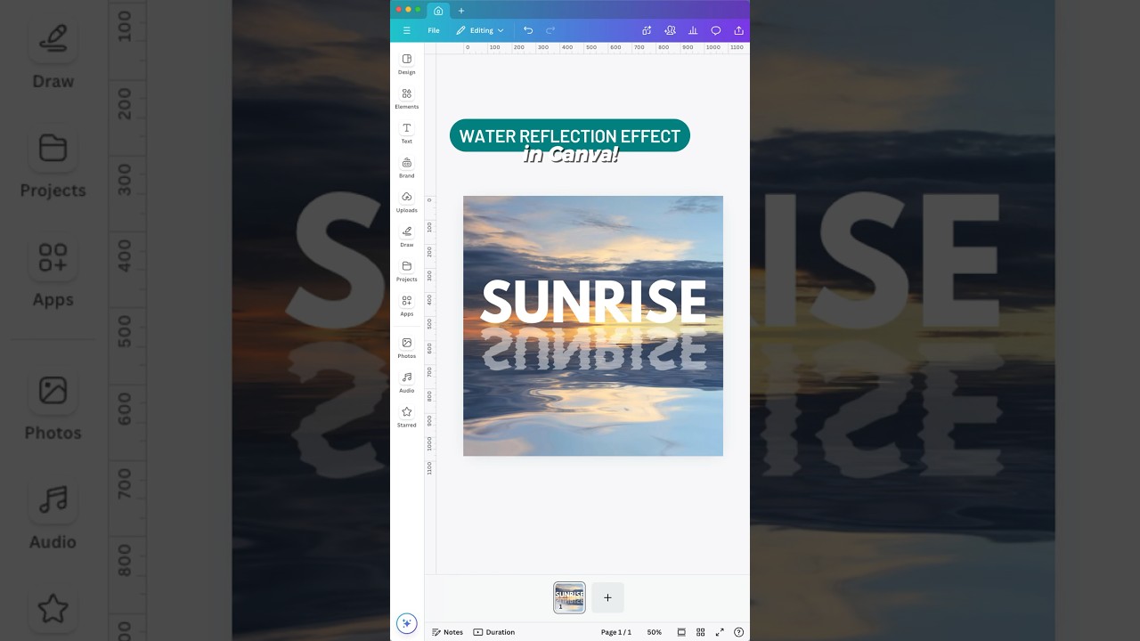 🌊Create water reflection text in Canva!