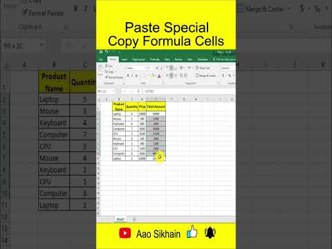Use Paste Special in Excel
