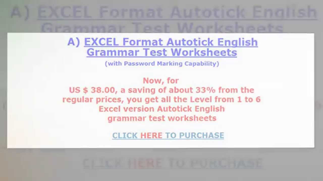 Proofed English Grammar Test Worksheets Review