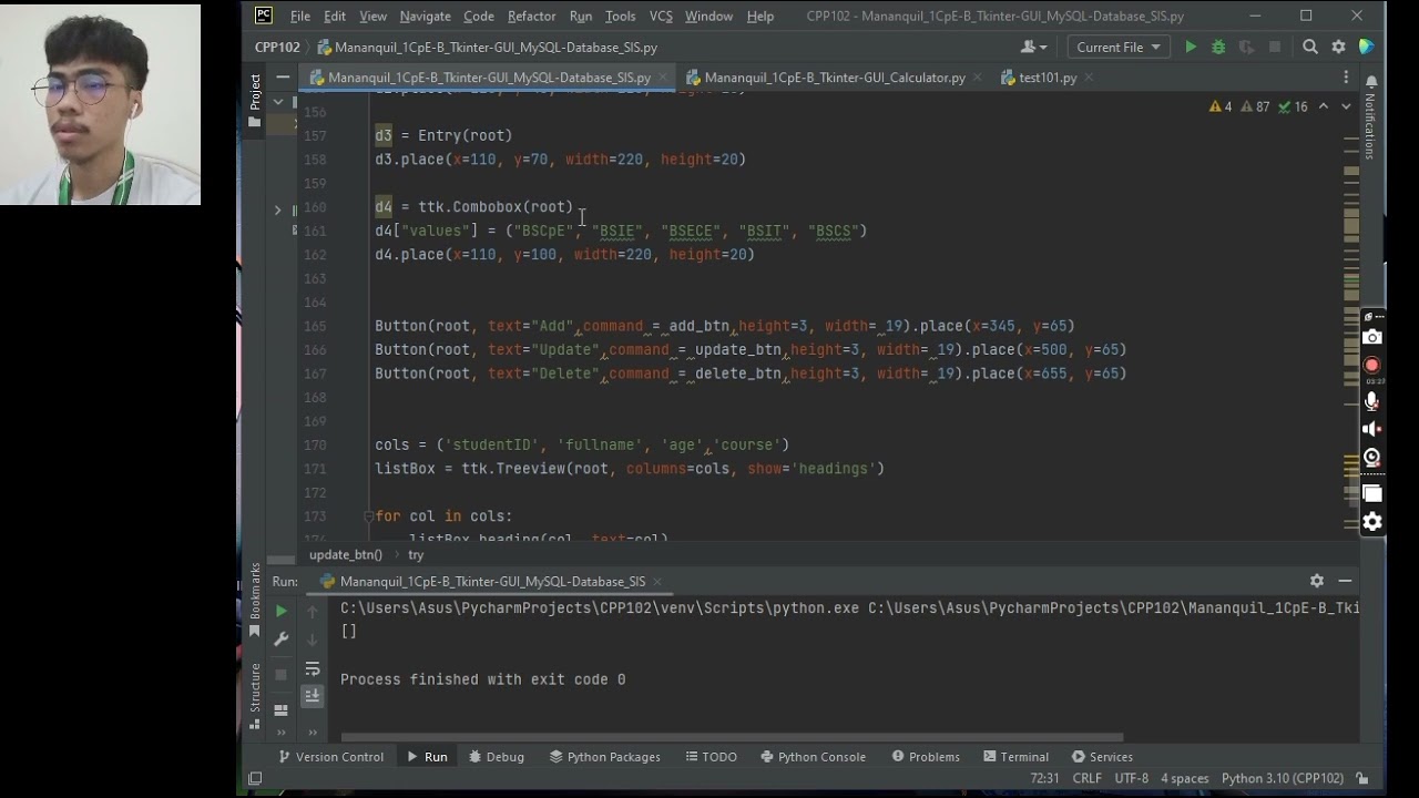 Python - Tkinter GUI & MySQL Database | Simple Student Information System