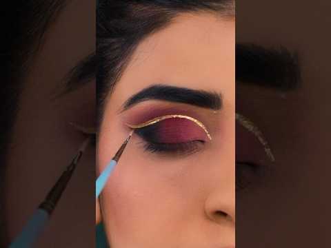 Eye Makeup Tutorial by Parul Garg - Gold shimmer liner with semi cut-crease eyes #NotForPGBrides