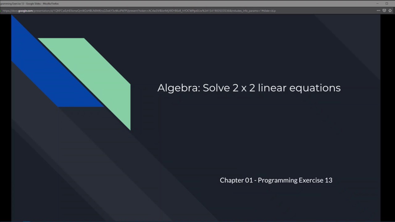 Intro to Java Chapter 01 Exercise 13 - Algebra: Solve 2 x 2 linear equations