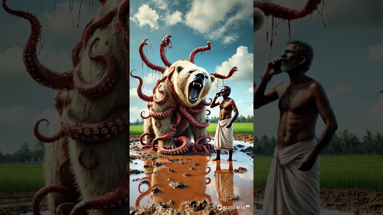 The polar bear covered in millions of octopus 😭 rescue team saved him ,#ai #trending #bear #rescue