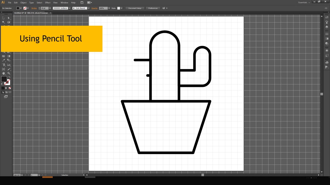 Illustrator Tutorial: Design a cactus, nature, pot, Icon Design - Illustrator Tutorial
