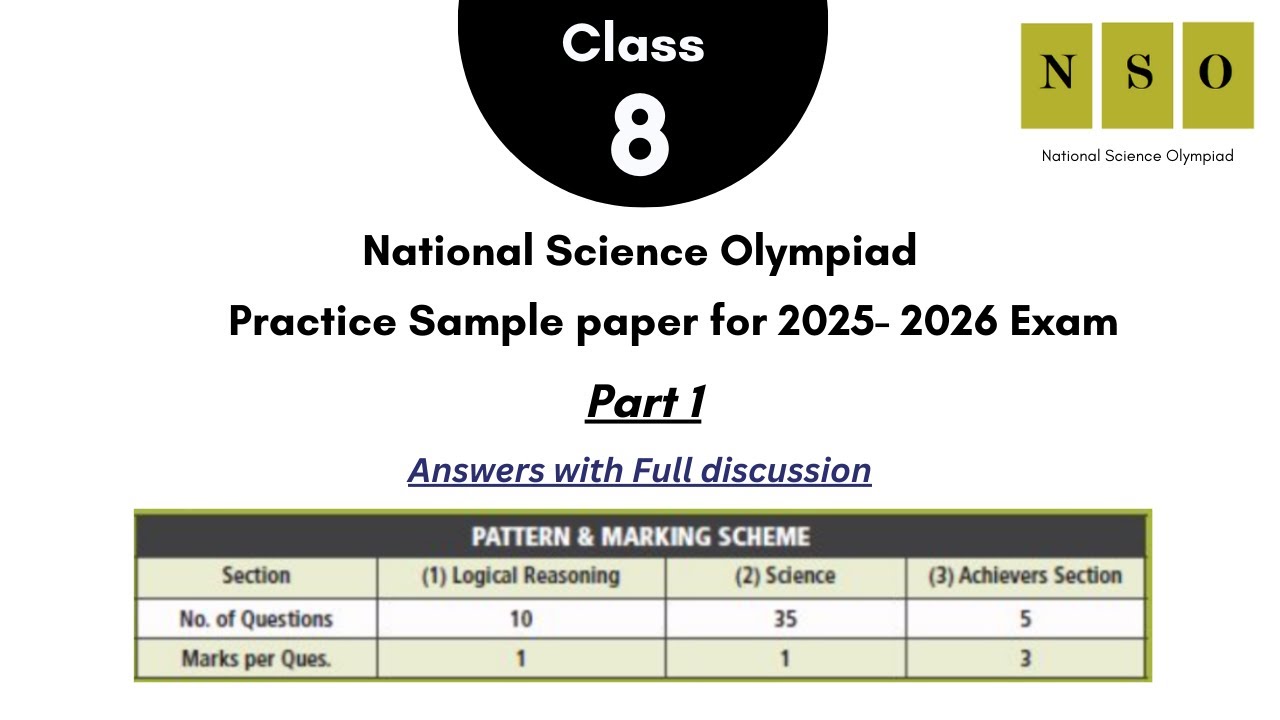 National Science Olympiad (NSO 2025-26) - Grade 8 Practice Paper (Part 1) Discussion