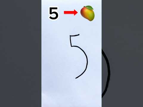 TRICK TO DRAW A MANGO USING THE NUMBER 5 ???? easy drawing for beginners #drawingtricks #artshorts