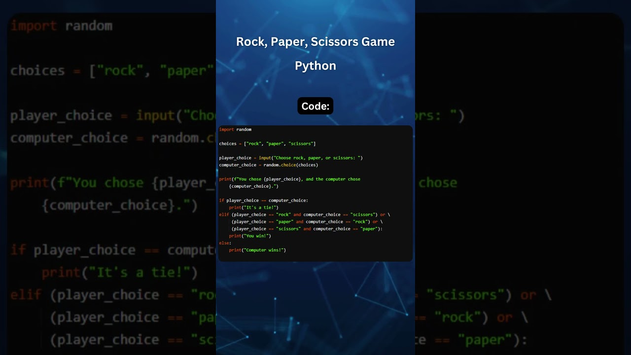 Rock, Paper, Scissors Game in Python #coding #gaming #code #coder #python #tutorial #developer
