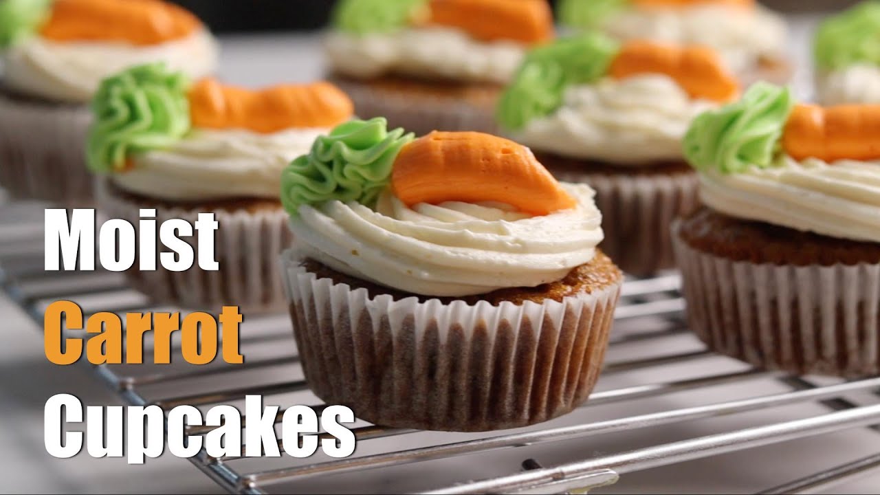Moist Carrot Cake Cupcakes Recipe with Cream Cheese Frosting | Easter Dessert | Christmas Muffins