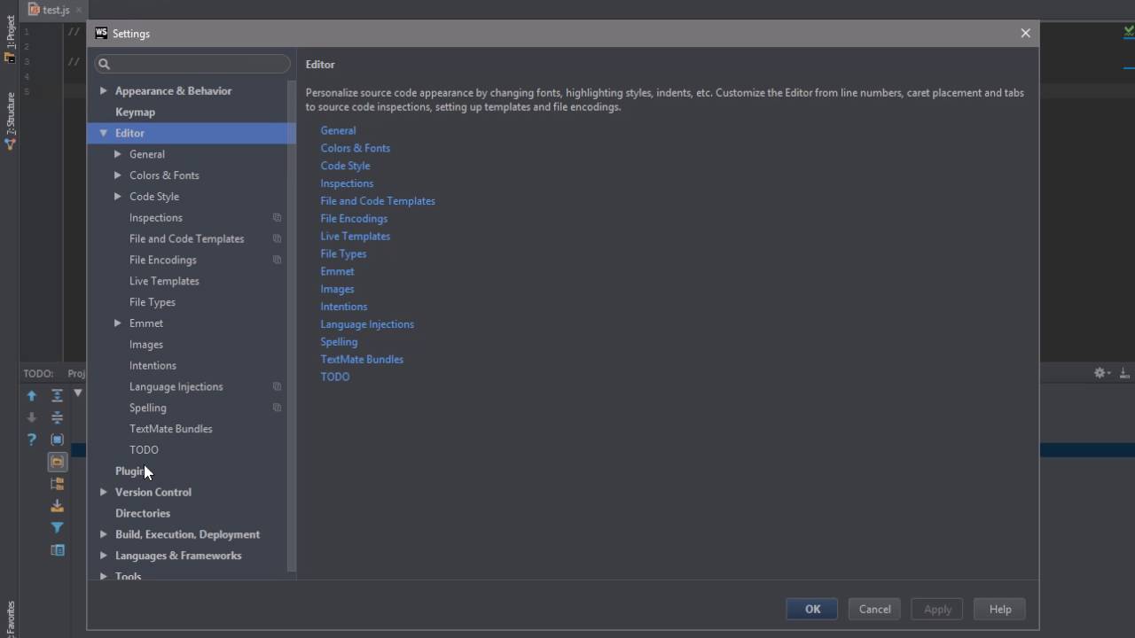 WebStorm. TODO Comments. Creating TODO filter
