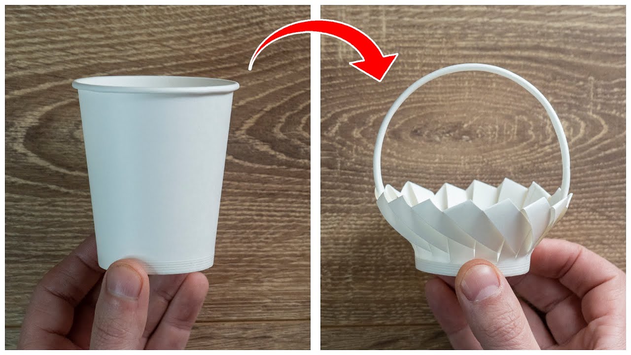 CHEAP and EASY. DIY paper cup basket. How to make a small paper basket.