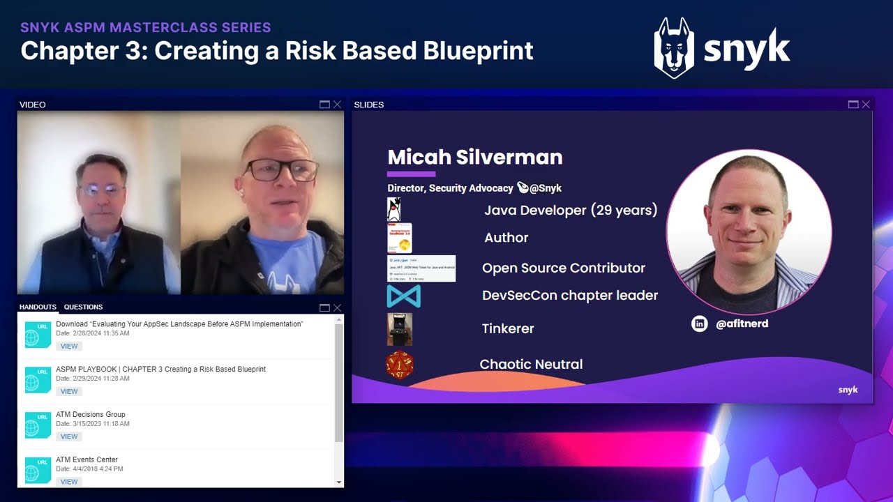 Snyk ASPM Masterclass Series - Chapter 3: Creating a Risk Based Blueprint