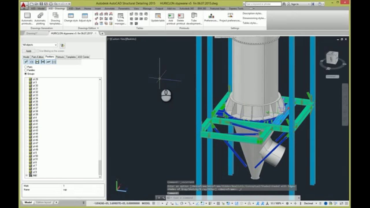 Autocad Structural Detailing ASD 2015 visualize solids and assembly drawing