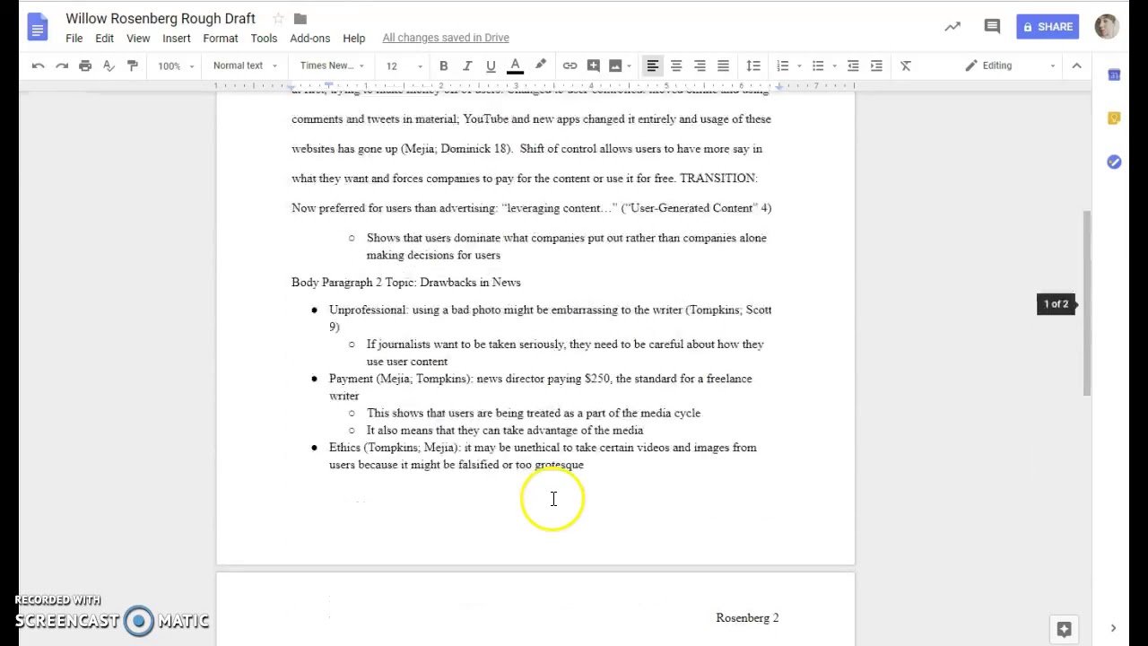 Research: Outline to Rough Draft