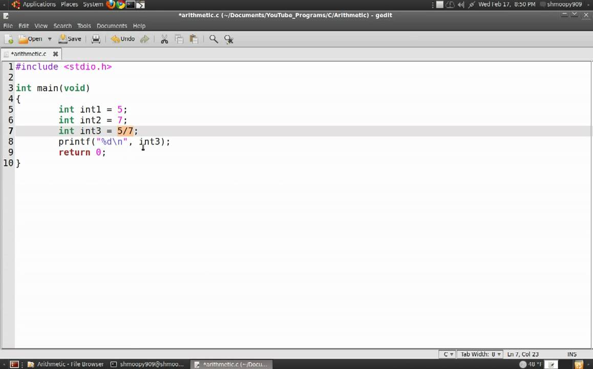 Let's Code! : C-Arithmetic Operators Part 1/2