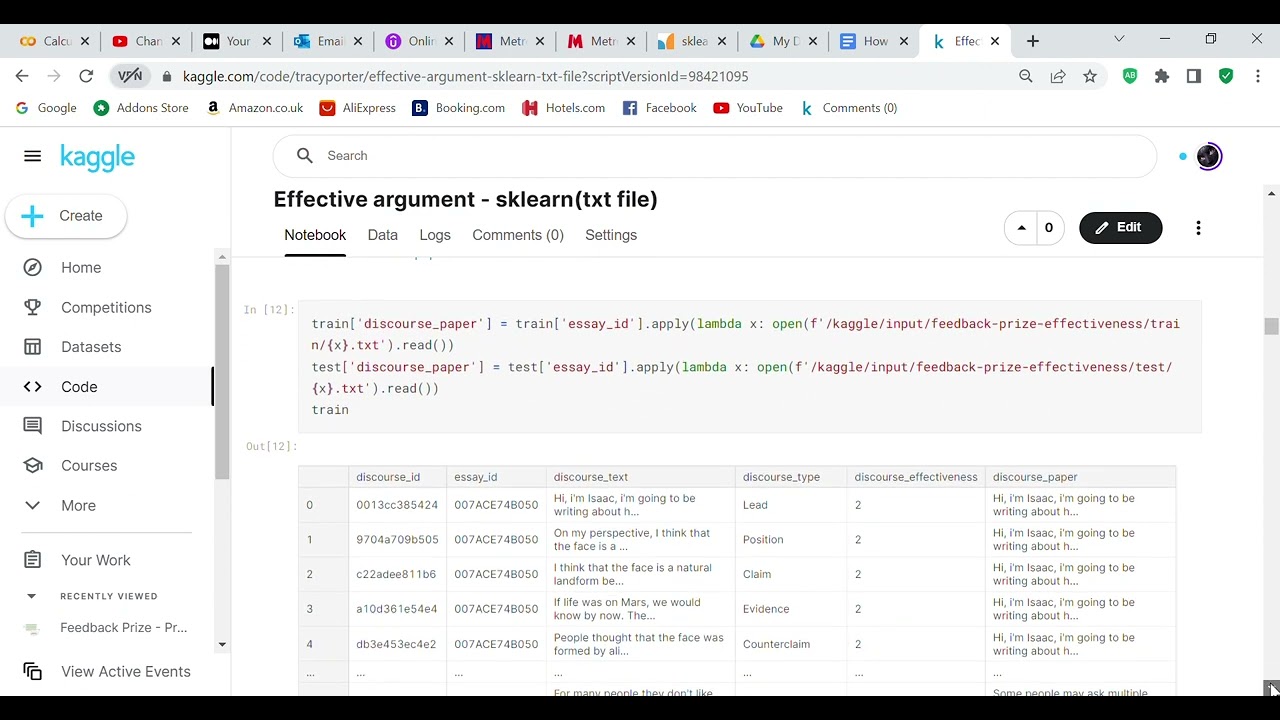 Code review - Effective argument  - Kaggle competition - Python