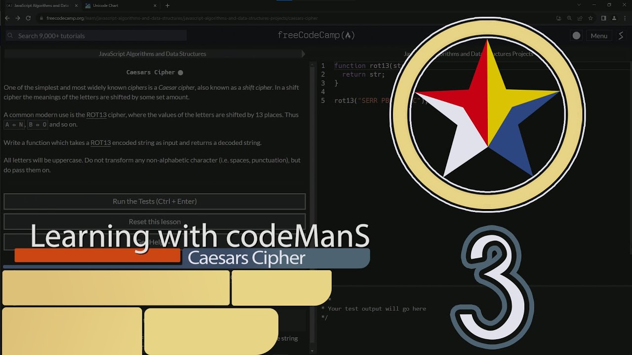 Caesars Cipher | JavaScript Algorithms and Data Structures Projects | freeCodeCamp