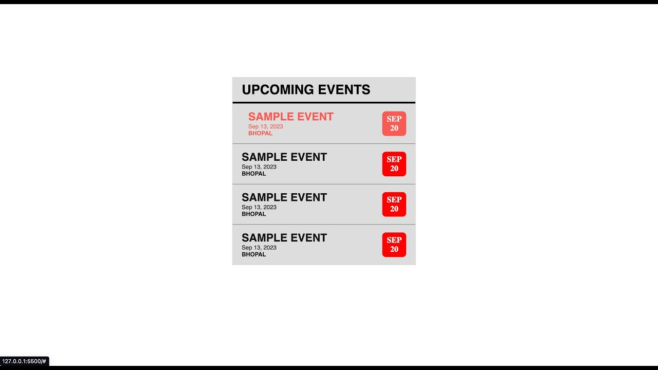 Create Upcoming Event Calendar Page using HTML CSS JS | HTML CSS JS Tutorial