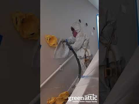 🏡Blown-in insulation fills between existing wall studs and ceiling joists quickly and easily.