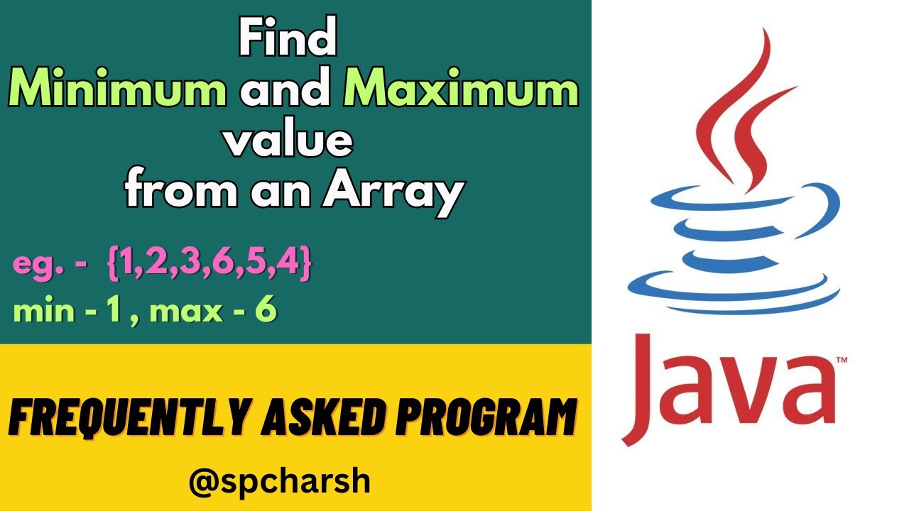 Program to Find Min and Max from Array Elements | 2024 Interview Question | @spcharsh#java#interview