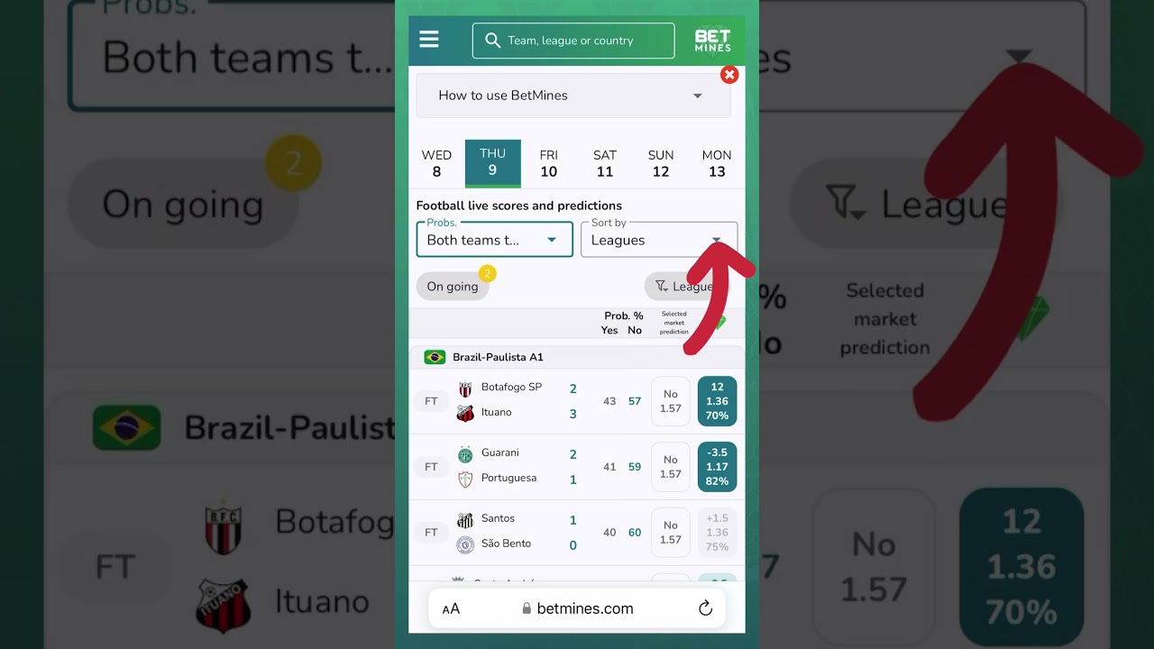 How to sort matches by probability of events