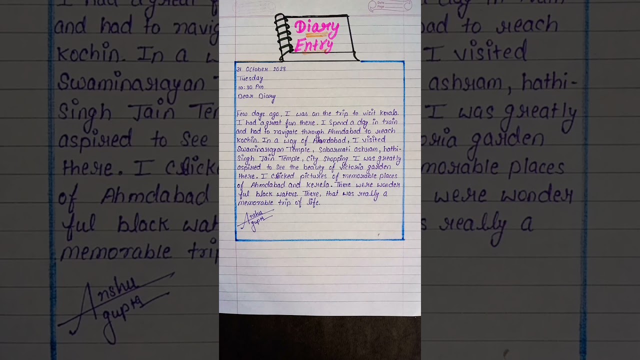 Diary entry for a tour to Ahmedabad l diary entry l diary entry class 6,7,8,9,10,11,12 l #diary