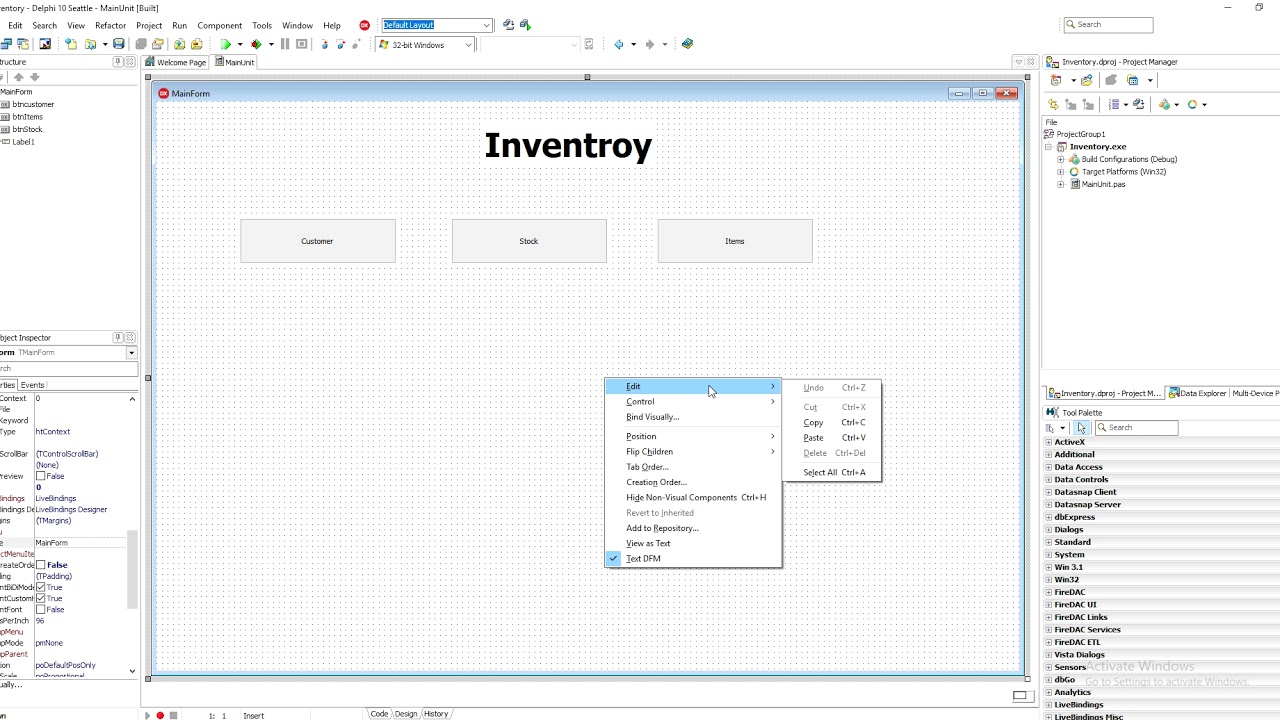 Delphi Seattle Connect to Microsoft SQl And Print Report Part1